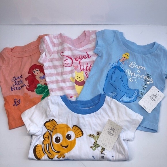 Disney | Shirts & Tops | Disney Store Characters T Shirt Bundle Ariel ...